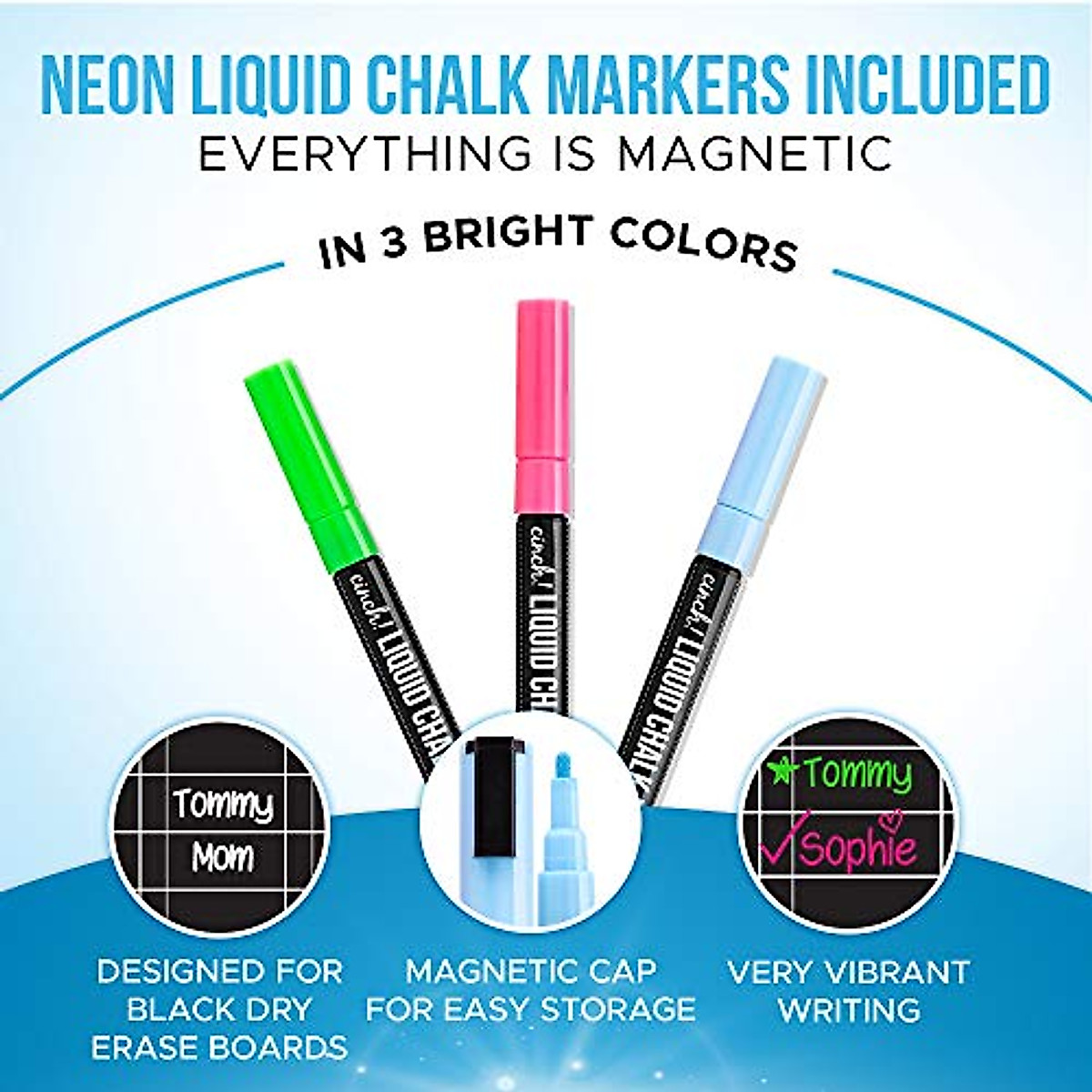 Magnetic Dry Erase Chore Chart for Multiple Kids (17x20" - Black) - 6 Whiteboard Markers with Magnets | Family Chore Chart, Fridge Chore Chart for Adults | Magnetic Chore Board for Refrigerator
