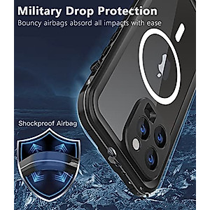 Dewfoam Design for iPhone 14 Pro Max Waterproof Case, Shockproof Dustproof Case with Screen Protector, Full Body Protective Phone Case for iPhone 14 Pro Max 6.7''(Black)