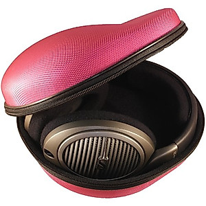 CASEBUDi Large Hard Headphone Case | Compatible with Sony, Sennheiser, Beats & More | Pink Ballistic Nylon