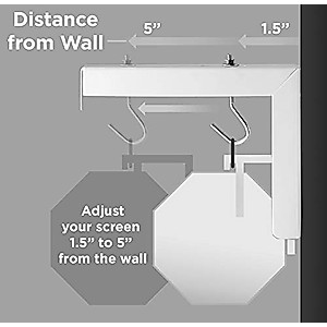 Mount-It! Projector Screen Wall Mount L-Brackets - Wall Hanging Bracket For Home Projector and Movie Screens, 6 inch Adjustable Mounting Hooks for Projection Screen, 1 Pair, White, 66 Lb Capacity Each