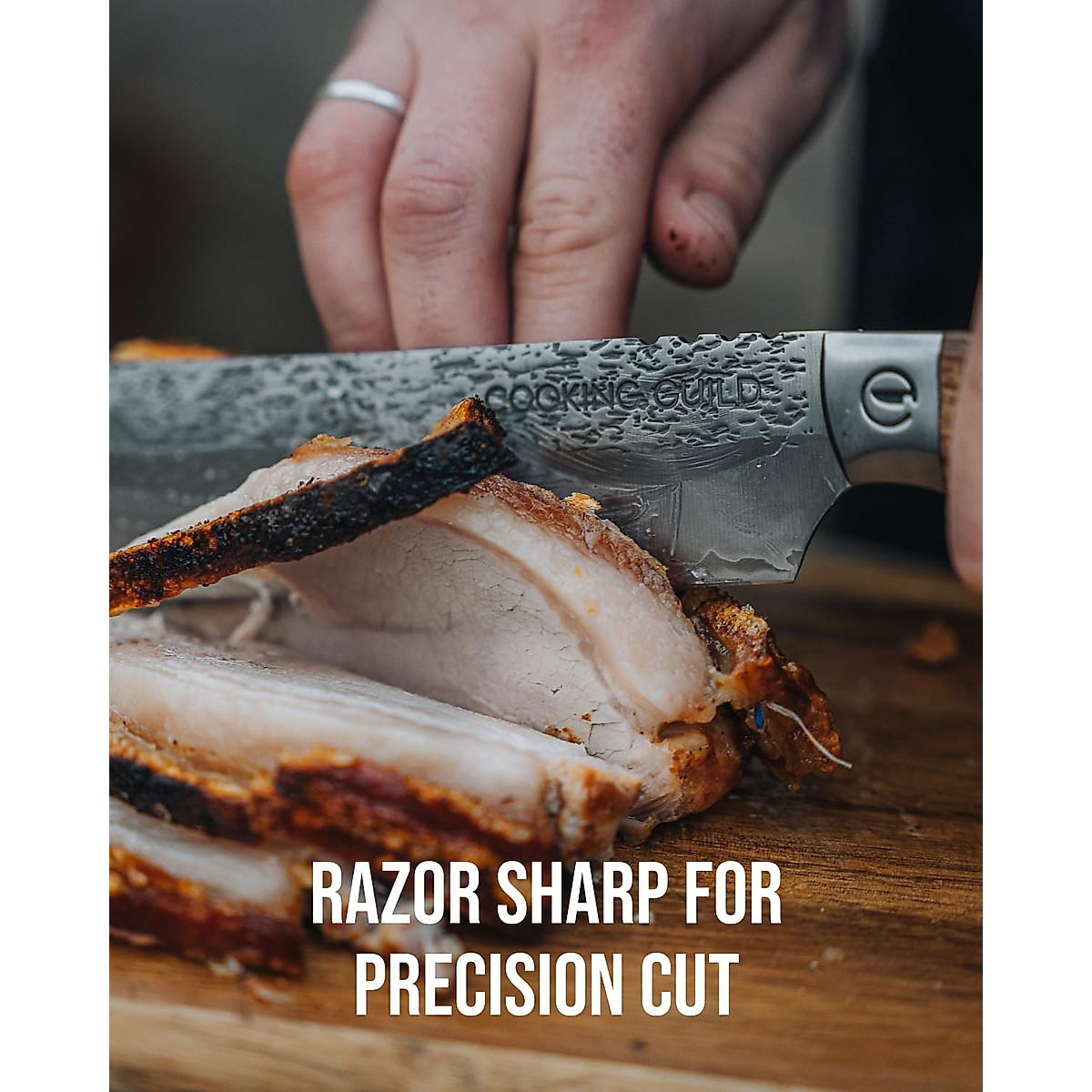 The Cooking Guild Chef Knife - 8 Inches - Grizzly Series - High Carbon Stainless Steel Chefs Knives - Rosewood Handle - Razor Sharp Chef's Knife Designed to Last a Lifetime