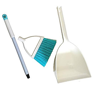 Qidiwin Mini Broom&Dustpan, Home&Kitchen Sweeping for Kids(White+Blue)