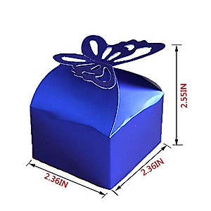 FOYARA 100Pcs Butterfly Wedding favor Box Candy Box Gift Box, Party Favor Boxes for Bridal Shower Anniverary Wedding Party Favor (Blue)