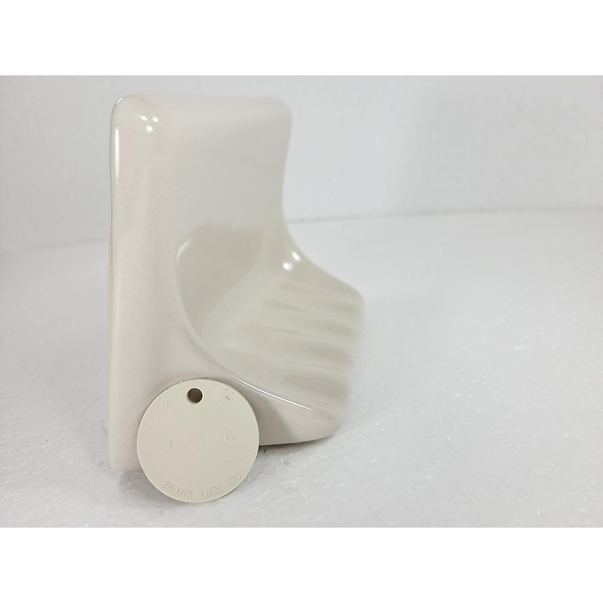 Beige Bone Almond Ceramic Soap Dish Shower Tray Tile in Installation Vintage Mid Century Modern Retro