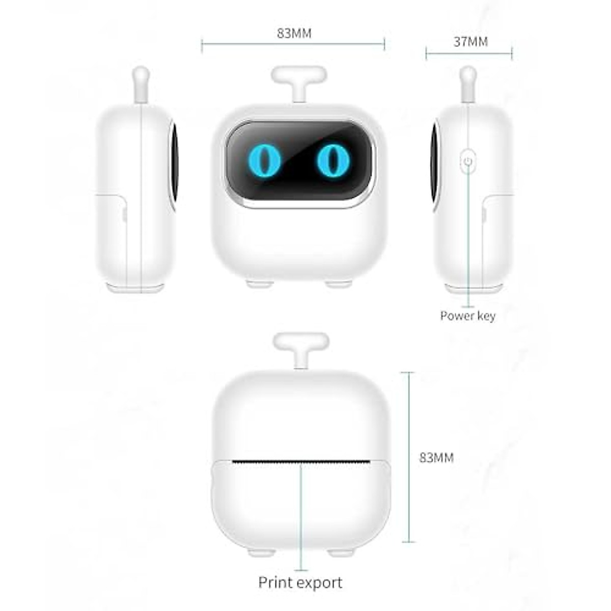 HXBER Mini Printer, Mini Pocket Printer Portable Thermal Instant Photo Printing Label Maker Machine BT Wireless Connect Compatible with Android or iOS APP Support Receipt Label Memo Sticker Notes