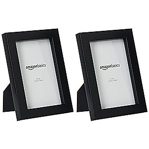 Amazon Basics Rectangular Photo Picture Frame, 4" x 6", Pack of 2, Black