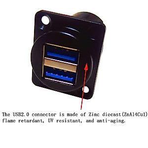 ANMBEST Dual USB3.0 IP67 Waterproof Connector, 2 Ports Panel Mount Female to Female USB Bulkhead Coupler Adapter with Weatherproof Dust Cap