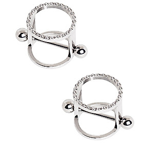 Body Accentz Nipple Rings 316L Stainless Steel Jeweled Cylinder Pair