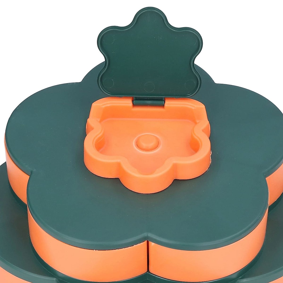 Snack Serving Tray Multifunction Large Capacity Flower Shape Nut Candy Serving Container for Home (Double Layer)