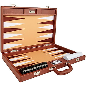 Silverman & Co. 19-inch Premium Backgammon Set - Desert Brown Board