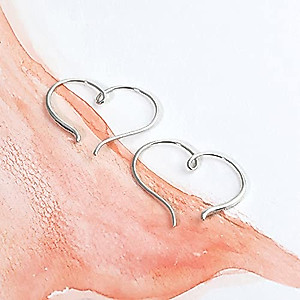 Boma Jewelry Sterling Silver Polished Heart Pull Through Hoop Earrings