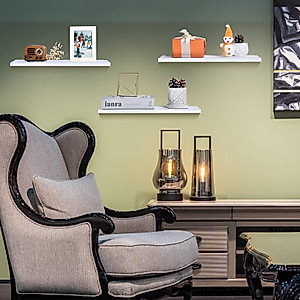 CHANGE MOORE Floating Shelves for Wall Set of 3 Easily Wall Mounted Wood Storage Shelves Hanging Shelf for Bedroom, Bathroom, Living Room, Kitchen, Office White