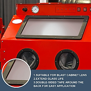 Fabbay 6 Pcs Sandblast Cabinet Inner Lens Protector 22 x 10'' Standard Abrasive Window Blasting Cabinet Lens Cover Adhesive Polyester Clear Visibility Sand Blast Film for Media Blaster Replacement