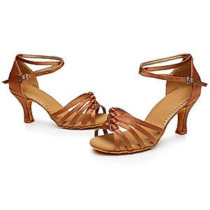 MLAGJSS Sandals For Womens Lace Up Latin Dance High Heels Shoes Rhinestone Heeled Ballroom Salsa Tango Party Sequin Dance Shoes