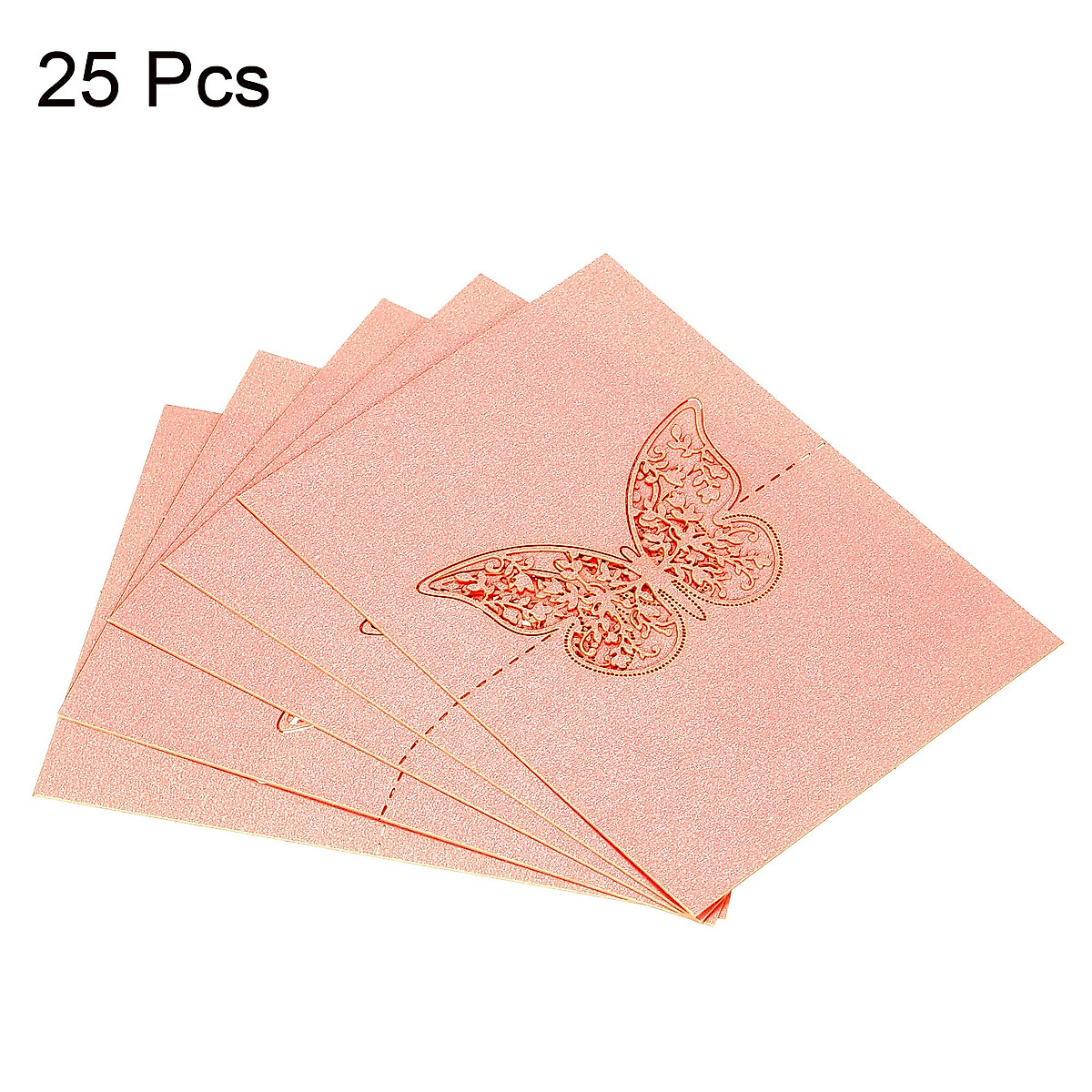 PATIKIL Table Name Place Cards, 25Pcs Favor Decor Hollow Butterfly Cut Design Blank Card for Wedding Party Seating Place Cards, Light Pink