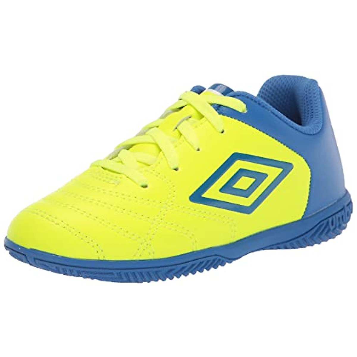 Umbro Boy's Classico XI IC Jr. Soccer Indoor Shoe, Yellow/Blue/White, 11 Little Kid