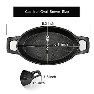HAWOK Cast Iron Mini Oval Serving Dish 6.1 inchx 3.85 inch set of 4……