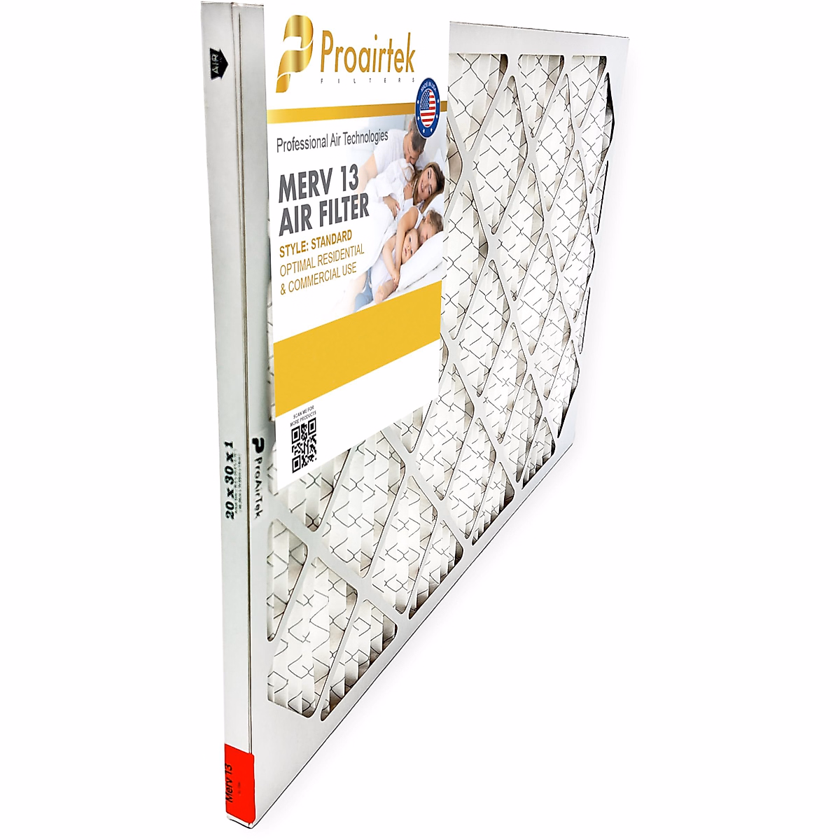 Proairtek AF20301M13SWH Model 20x30x1 Pack of 4 Air Filters, MERV 13; Ideal for Anyone Wanting Clean, Crisp Air in Their Home