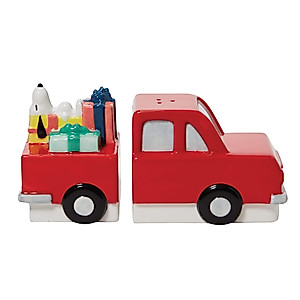 Enesco Peanuts Ceramics Snoopy on Truck Salt and Pepper Spice Shaker Set, 3.54 Inch, Multicolor
