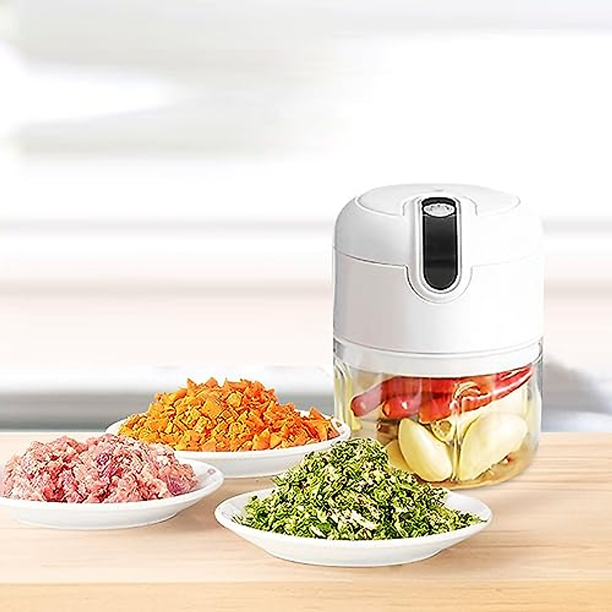 Multi Functional Cooking Electromechanical Meat Mince Machine Home Meat Grinder Garlic Rope (White, One Size)