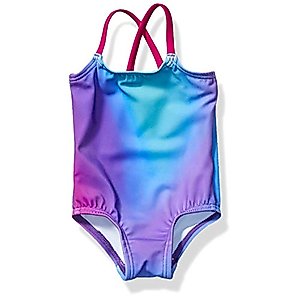 Amazon Essentials Baby Girls' One-Piece Swimsuits, Purple, Ombre, 18 Months