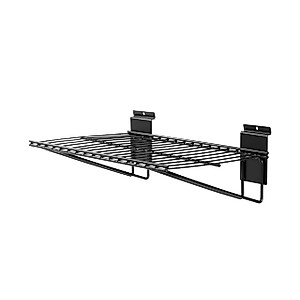 PYBTOOL Slatwall Shelves, Slatwall Accessories, Slat Wall Wire Shelf, Heavy Duty Garage Storage Slatwall Shelf(2 Pack) (16-Inch Width)