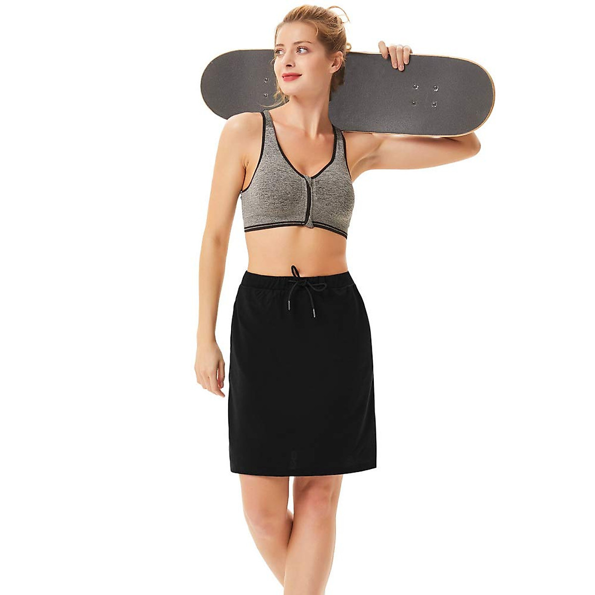 JACK SMITH Women's Athletic Skorts Skirts with Pockets Knee Length Sports Skirts for Running Tennis Golf Workout Shorts XXX-Large Black