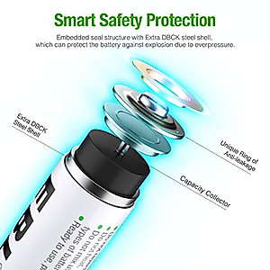 EBL 8 Pack AAA Ni-MH Rechargeable Batteries AAA Batteries ProCyco Technology (Typical 1100mAh, Minimum 1000mAh)