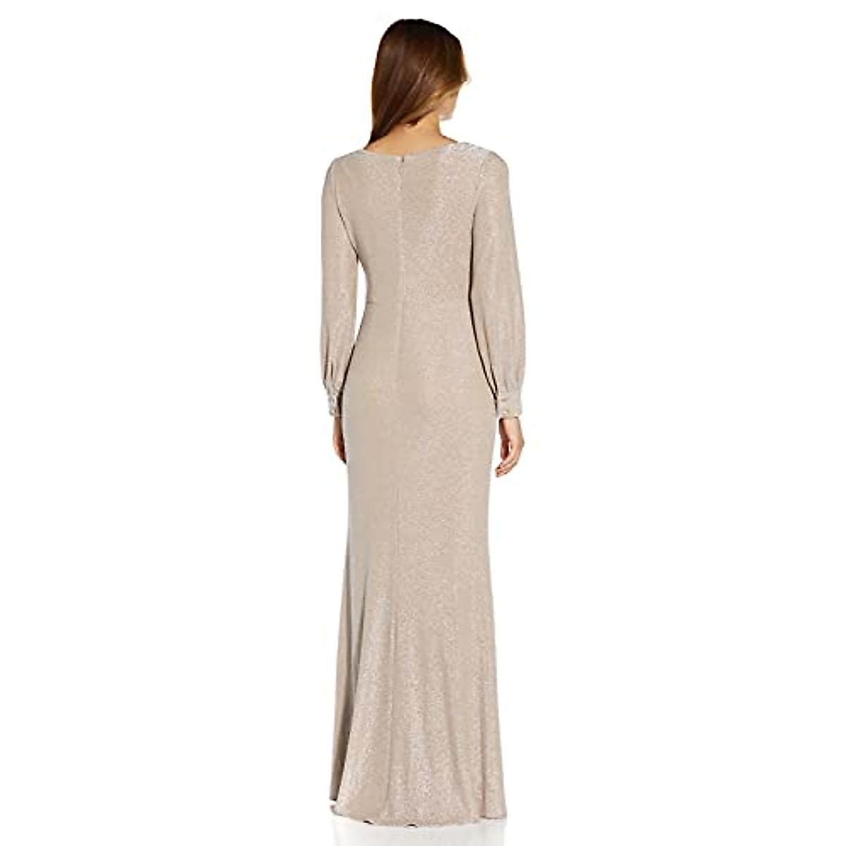 Adrianna Papell Women's Metallic Jersey Dress, Champagne, 6