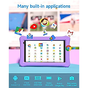 HOTTABLET Kids Tablet 7 inch Android 11 Tablet for Kids, 2GB RAM 32GB ROM Learning Tablet with Case, Bluetooth, WiFi, Dual Camera Toddler Tablet with Shockproof Case