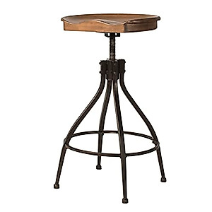 Hillsdale Worland Swivel Backless Stool, Adjustable Stool (One Stool), Brown