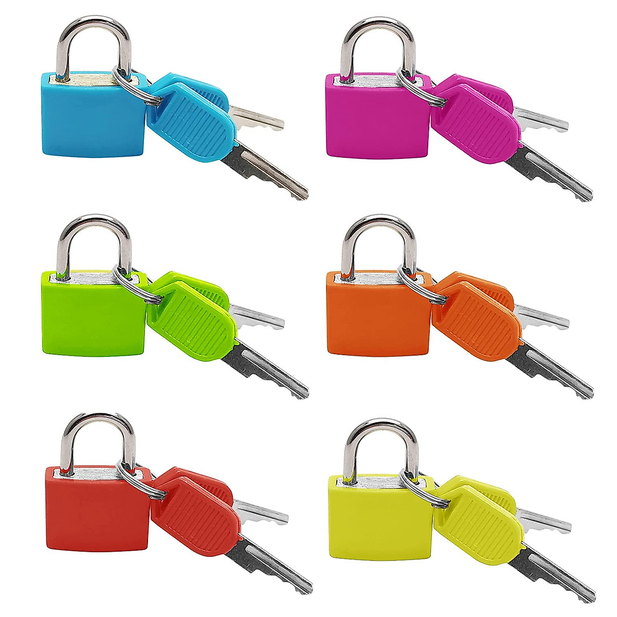 Suitcase Lock with Keys, Multicolor Small Padlock for Backpacks, Laptop Bags, Boxes, Storage Cabinets, 6 Pcs