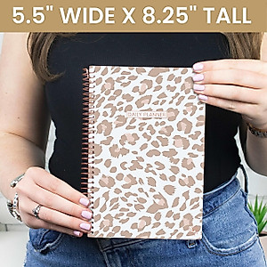 bloom daily planners UNDATED Calendar Year Day Planner - Passion/Goal Organizer - Start Anytime Monthly/Weekly Agenda Book with Tabs (January to December) - 5.5" x 8.25" - Tan Leopard