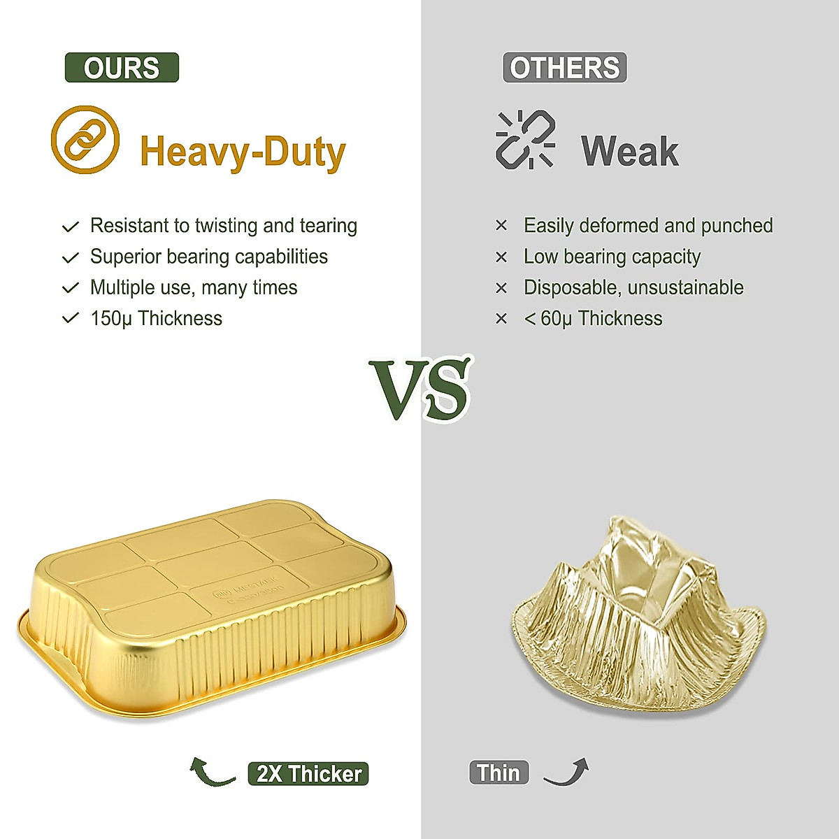 MESTAEK 13"x 8.9" 7.5LB Sturdy Aluminum Foil Pans with Lids and Handle (5 Pack), 2X Thicker Heavy Duty, Dishwasher, Reusable Microwavable for Cooking, Baking, Reheating, Freezer, Oven, Recyclable