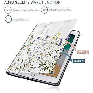 TPU Case for iPad Mini 4 / iPad Mini 5 (5th Generation 2019), Auto Sleep/Wake with Apple Pencil Holder [Anti Fingerprint][Anti Dirt][Waterproof][Anti Scratch] Case Cover (Country Garden)