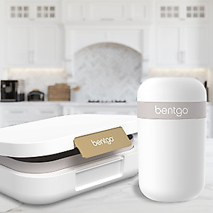 Bentgo Snack Cup - Reusable Snack Container with Leak-Proof Design, Toppings Compartment, and Dual-Sealing Lid, Portable & Lightweight for Work, Travel, Gym - Dishwasher Safe (White)