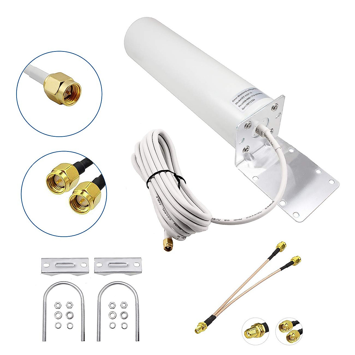 High Gain 10dBi SMA Male Wide Band 3G/4G LTE Modems, Routers, & Cell Boosters Omni-Directional Outdoor Fixed Mount Antenna for Verizon, AT&T, T-Mobile Mobile Cell Phone 4G LTE Router, Eifagur