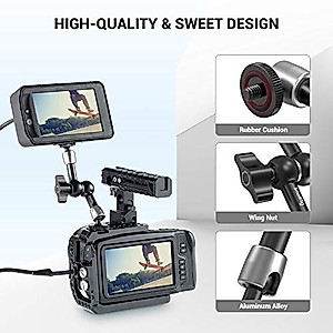 SmallRig 5.5 Inches Adjustable Friction Articulating Magic Arm, with Both 1/4" Screw for LCD Monitor/LED Lights - 2065