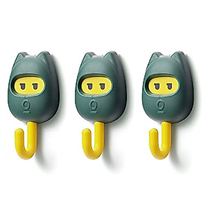 mogen886 Cute Cat Shape Wall Hooks,Plastic Creative Home Storage Utility Wall Decorations Hanger Holder for Hanging Hat Towel Backpacks Key Scarf Bags Green L