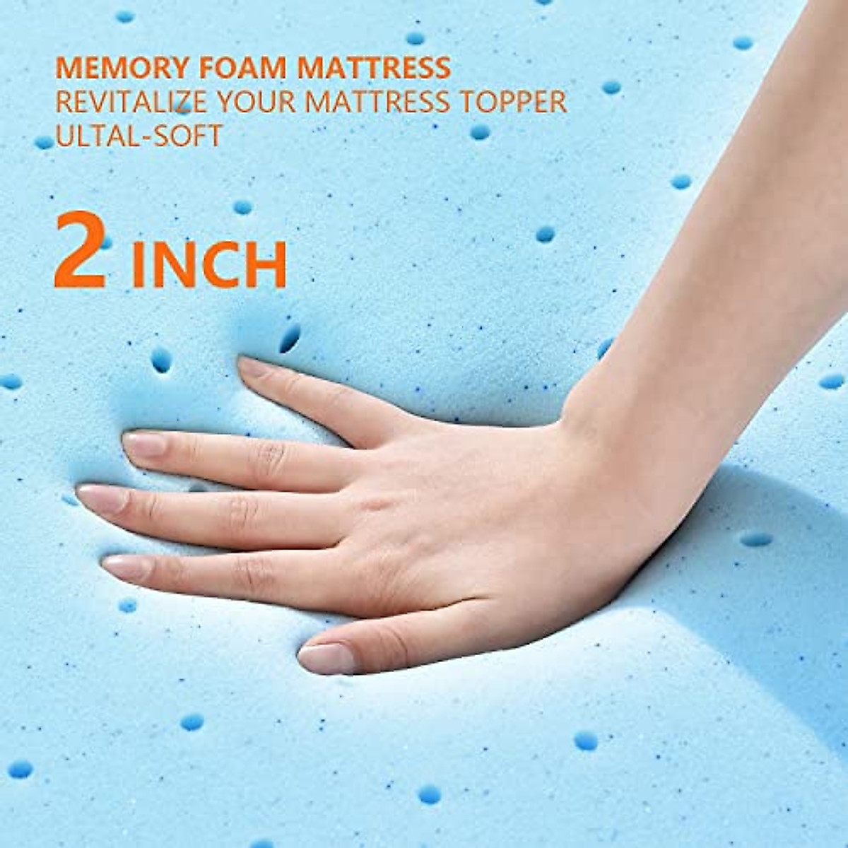 2 Inch Tempurpedic Mattress Topper Full Size, Cozary Cooling Mattress Pad Cover for Back Pain, Bed Topper with Bamboo Cover, Soft Breathable