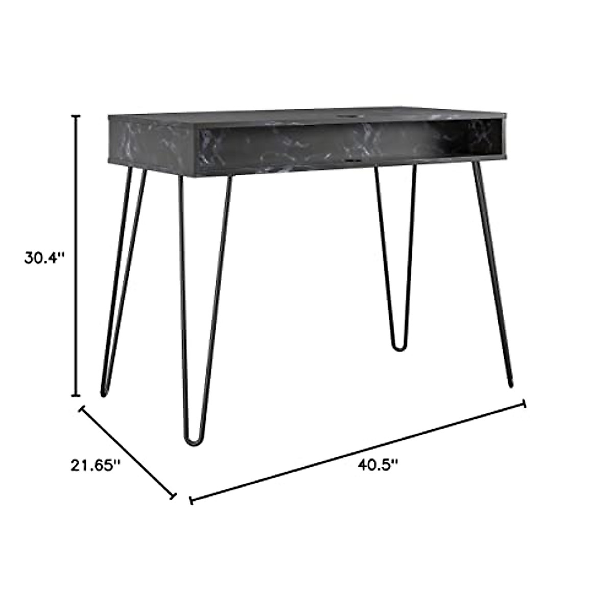 Novogratz Athena Computer Storage, Black Marble Desk