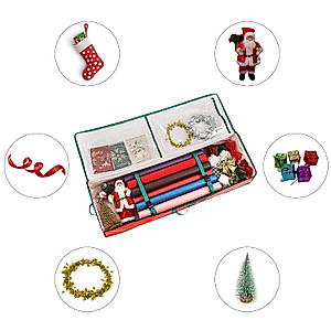 Phedrew Wrapping Paper Storage Bag Container – Fits up to 40" Rolls - Underbed Gift Wrap Organizer Soft Storage Bag for Wrapping Paper Rolls, Ribbon, and Bows, Red