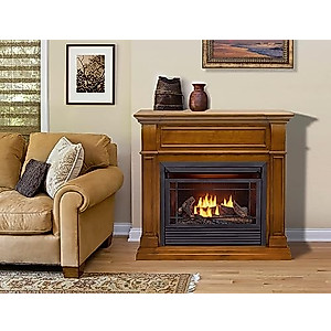 Duluth Forge Dual Fuel Ventless Gas Fireplace System with Mantle, Remote Control, 5 Fire Logs, Use with Natural Gas or Liquid Propane, 26000 BTU, Heats up to 1350 Sq. Ft., Apple Spice