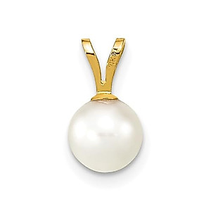 Diamond2Deal 14k Yellow Gold 6-7mm White Saltwater Akoya Cultured Pearl Pendant