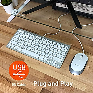 Macally USB Wired Keyboard and Mouse Combo for Mac and PC - Save Space with a Compact Small Mac Keyboard and Mouse for MacBook Pro/Air, iMac, Mac Mini/Pro - Compatible Apple Keyboard and Mouse