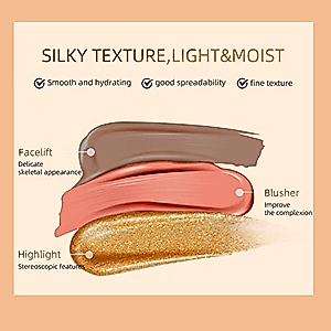 Petansy Contour Beauty Wand, Liquid Face Concealer Contouring and Highlighter with Cushion Applicator, Shading Bronzer Stick Natural Matte Finish, Lightweight Blendable Super Silky Cream Contour Stick