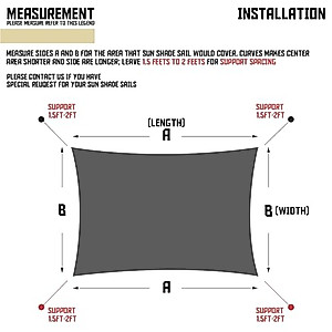 TANG Sun Shades Depot Sun Shade Sail 18' x 18' Beige Canopy Square Shade Sail U*V Block for Patio Garden School Park Outdoor Facility and Activities