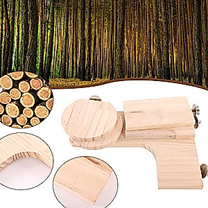 ROZKITCH 5 PCS Hamster Platform, Squirrel Gerbil Chinchilla Dwarf L-Shaped Pedal Natural Wood Activity Playground, Parrot Round Standing Board*2, Bird Perch Cage Toy*2, Play Gym Tray Cage Accessories