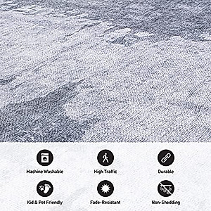 Rugshop Distressed Abstract Stain Resistant Flat Weave Eco Friendly Premium Recycled Machine Washable Area Rug 2'1"x3' Gray