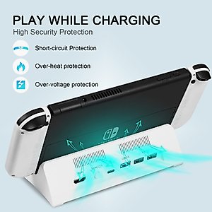 KEKUCULL TV Docking Station for Switch and Switch OLED,Switch Docking Station with 4K/1080P HDMI Adapter and USB 3.0 Port,Replacement for Official Switch Dock(White)